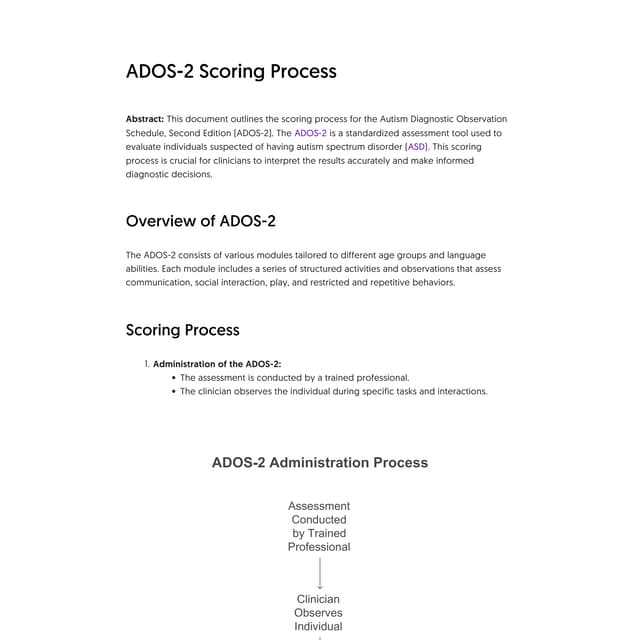 ADOS-2 scoring process for the Autism Diagnostic Observation Schedule | PDF