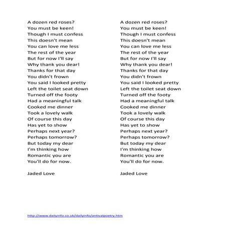 A dozen red roses anti-valentine poem | DOCX | Poetry | Books and ...