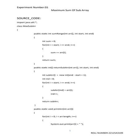 Maximum Subarray Sum in Python | PDF