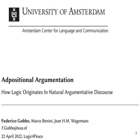 Adpositional Argumentation How Logic Originates In Natural Argumentative Discourse Ppt