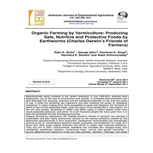 Effect of Vermiwash on Agricultural crop production | DOCX