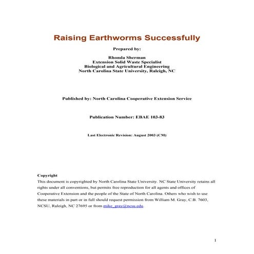 Raising Earthworms Successfully | PDF