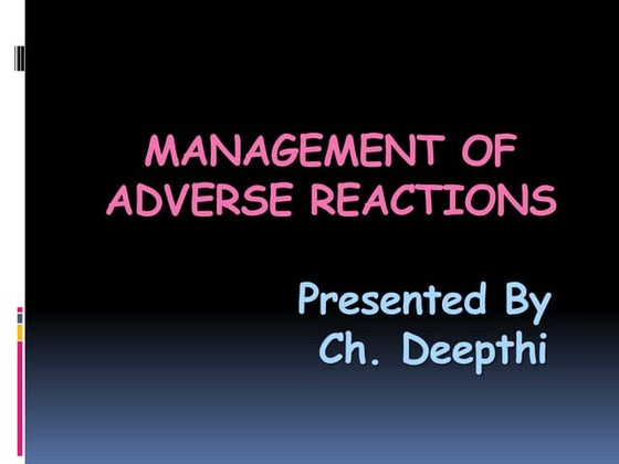 Management of adverse drug reactions | PPT