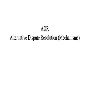 ADR. Part one Definition and Basic features | PDF