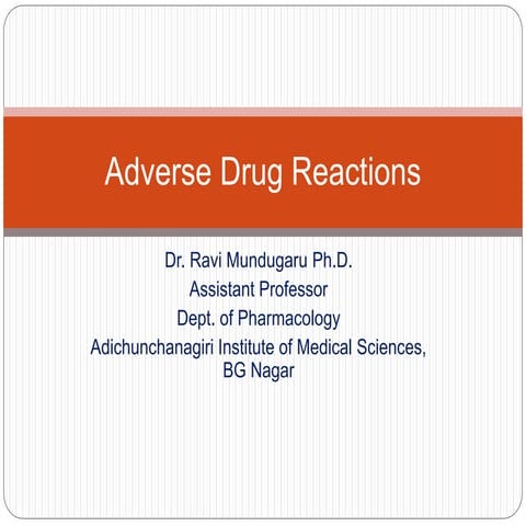 ADVERSE DRUG REACTION POWER POINT PRESENTATION FOR UNDERGRADUATE ...