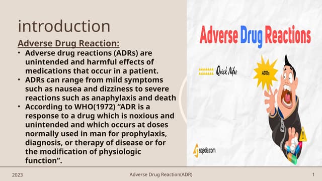 Adverse drug reaction and its types | PPTX