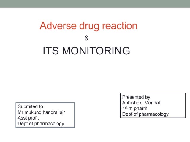 Reporting and Management of Adverse Drug Reaction | PPTX ...
