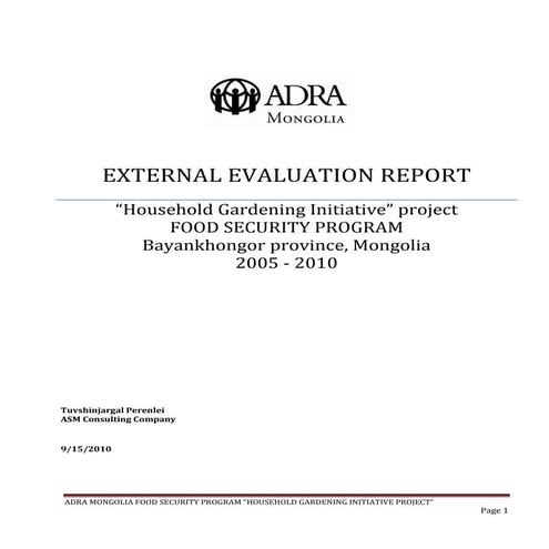 Adra mongolia cfgb frp evaluation report 2010 | PDF | Landscaping ...