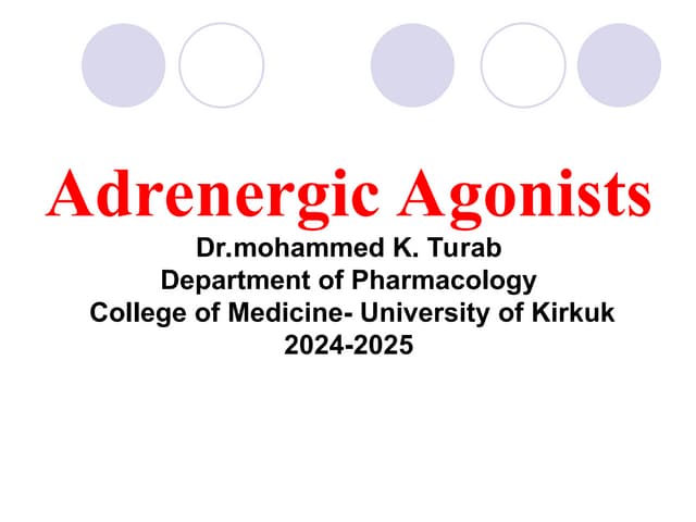 Introduction to Adrenergic receptors & Types | PPTX