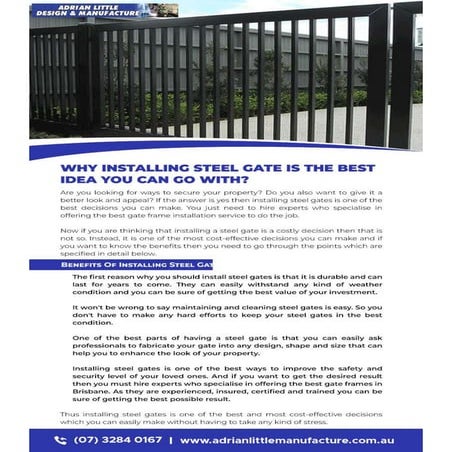 Why Installing Steel Gate Is The Best Idea You Can Go With? | PDF