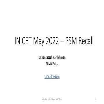 INICET May 2022 PSM Recall questions | PPTX