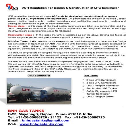 Adr regulation for design & construction of lpg semitrailer | PDF