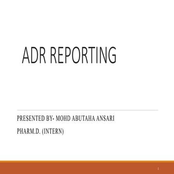Pharmacovigilance and Method of ADR reporting | PPTX