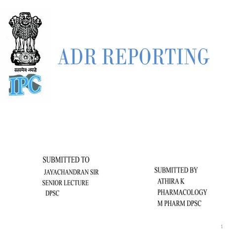 ADR reporting.pptx m pHARM PHARMACOLOGY PHARMACOVIGILANCE | PPTX