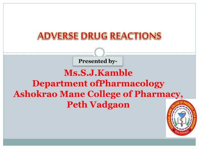 Adverse drug reactions | PPTX