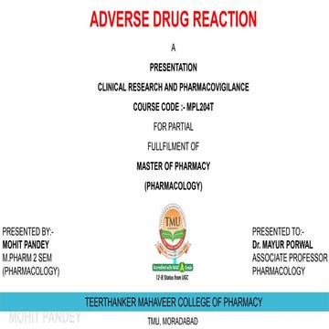 ADVERSE DRUG REACTION, types and reporting | PPTX