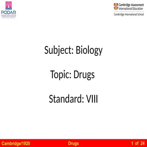 Introduction to Drugs- as medicines grade 5 | PPTX