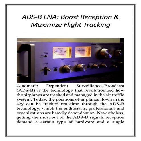 Boost ADS-B Signals How an LNA Improves Reception | PDF