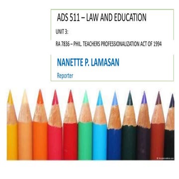 REPUBLIC ACT 7836 (Philippine Teachers Professionalization Act) | PPTX