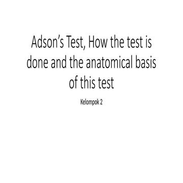 Adson’s Test, How the test is done tugas | PPTX