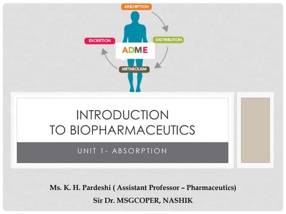 Biopharmaceutics: Mechanisms of Drug Absorption | PPT