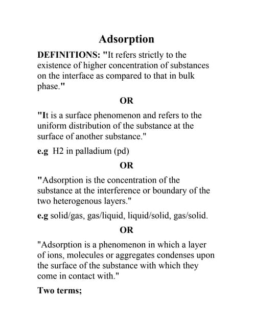 Adsorption | PPT | Physics | Science