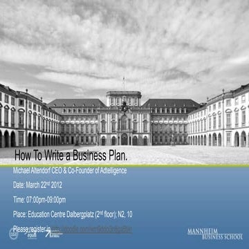 MBA School Mannheim - How to write a Business Plan _Entrepreneurship ...