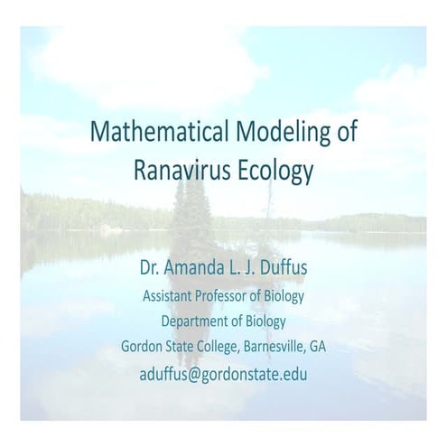 Mathematical modeling of ranavirus ecology | PDF