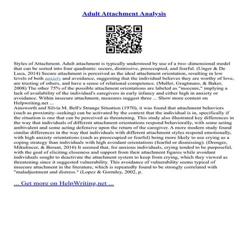 Adult Attachment Analysis | PDF