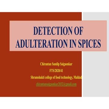 Detection Of Adulteration Test In Spices Ppt