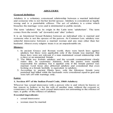 Adultery | DOCX | Crime & Harmful Acts to Individuals, Society & Human ...