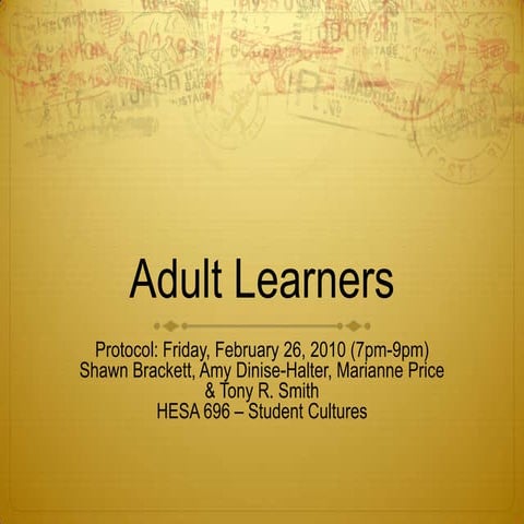 Adult Learners Protocol Presentation | PPTX