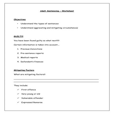 Adult sentencing worksheet | PDF