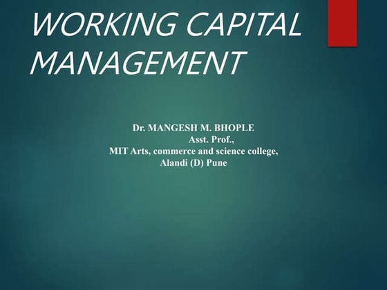working capital financing:-Tandon committee | PPTX