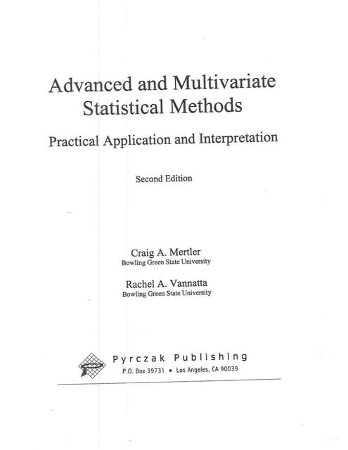 Advance And Multivariate Statistical Methods Chapter 2 Decision Tree