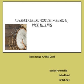 Milling process ( RICE & DAL ) | PPTX