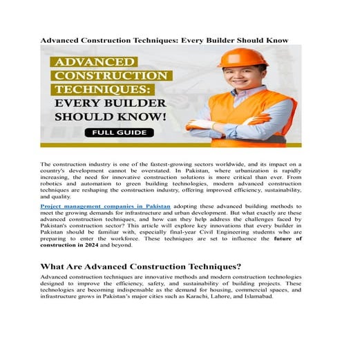 Advanced Construction Techniques: Every Builder Should Know | PDF