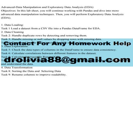 Advanced-Data Manipulation and Exploratory Data Analysis (EDA)Obje.pdf | Databases | Computer ...
