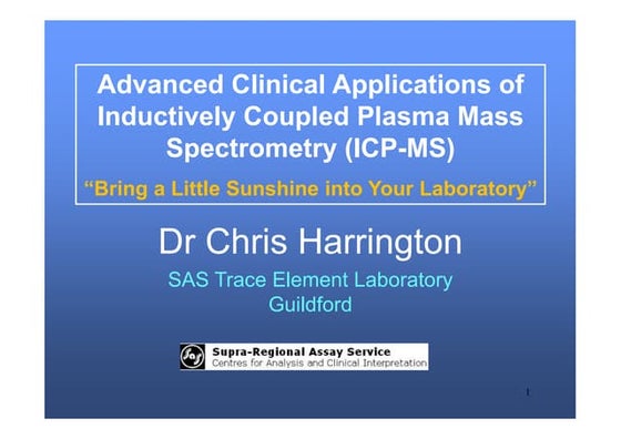 Inductively coupled mass spectrometry | PPT | Chemistry | Science