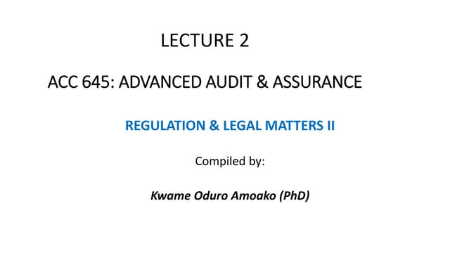 Advanced Auditing Lecture Lecture 2pptx