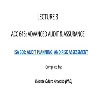 Advanced Auditing Lecture Lecture 3 Audit Planning Pptx Business Accounting And Finance Business