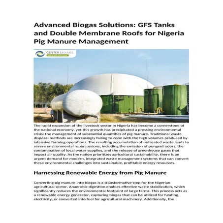 Premium Biogas Solutions-GFS Tanks and Double Membrane Roofs for Zambia ...