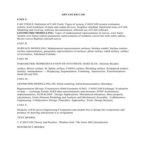 Advanced cad | DOC | 3-D Graphics | Computer Software and Applications