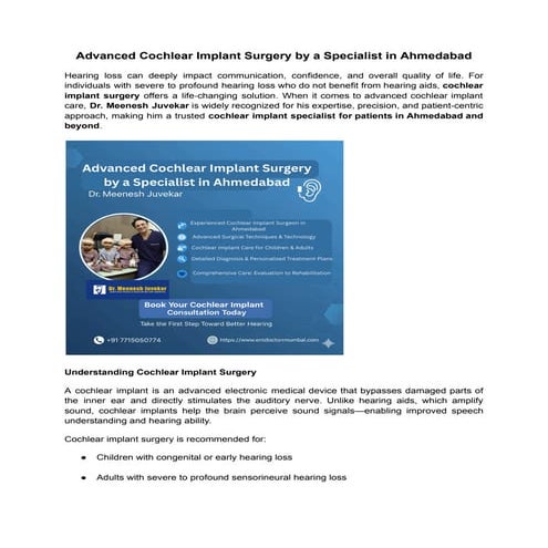 Advanced Cochlear Implant Surgery by a Specialist in Ahmedabad.pdf