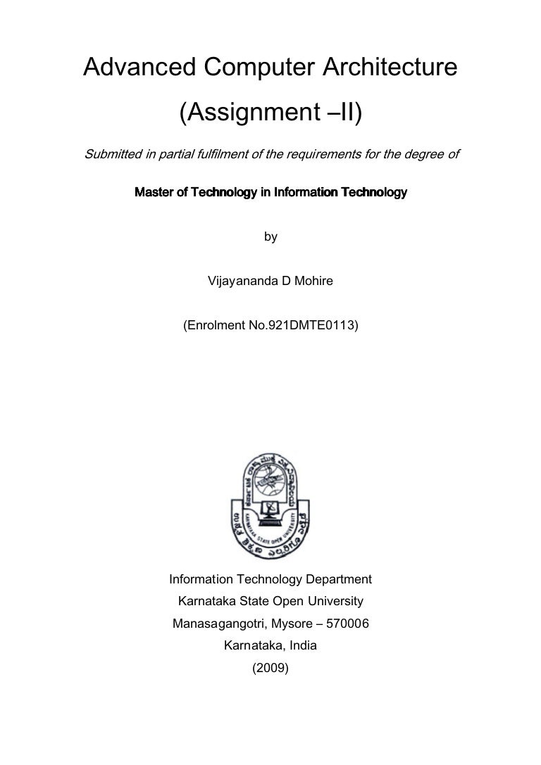 Mtech Advanced Computer Architecture Assignment Ii 2795