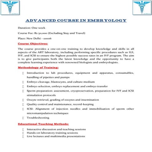 Training in Embryology | PDF