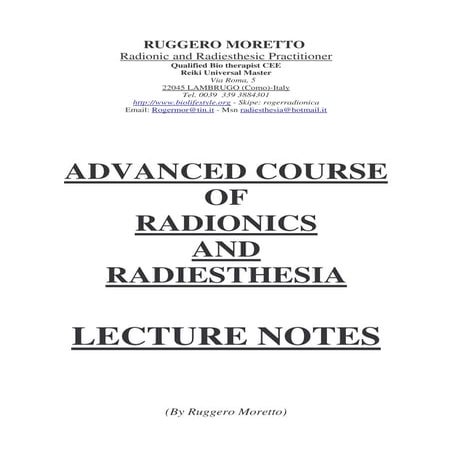 Advanced course of radionics and radiesthesia | PDF
