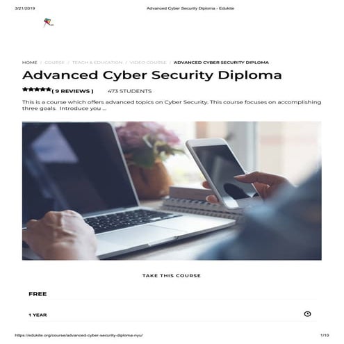 Advanced Cyber Security Diploma - Edukite | PDF