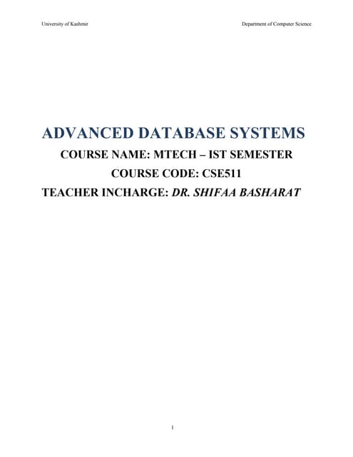 Advanced Dbms Unit 1 Pdf Advanced Dbms Dives Into Complex Data Management For Large Scale