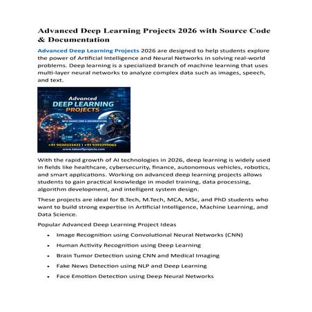 Advanced Deep Learning Projects 2026 with Source | PDF